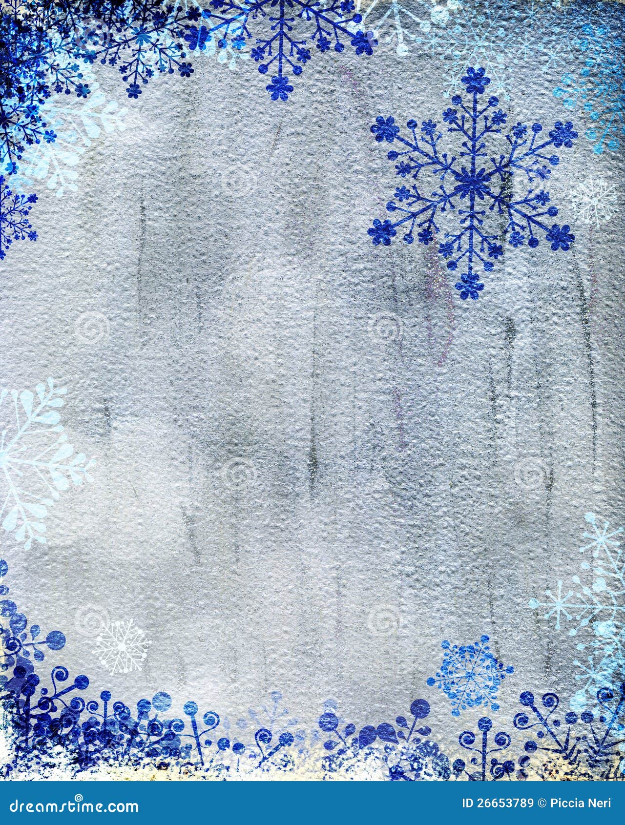 Silver Christmas Card with Blue Snowflakes Stock Illustration ...