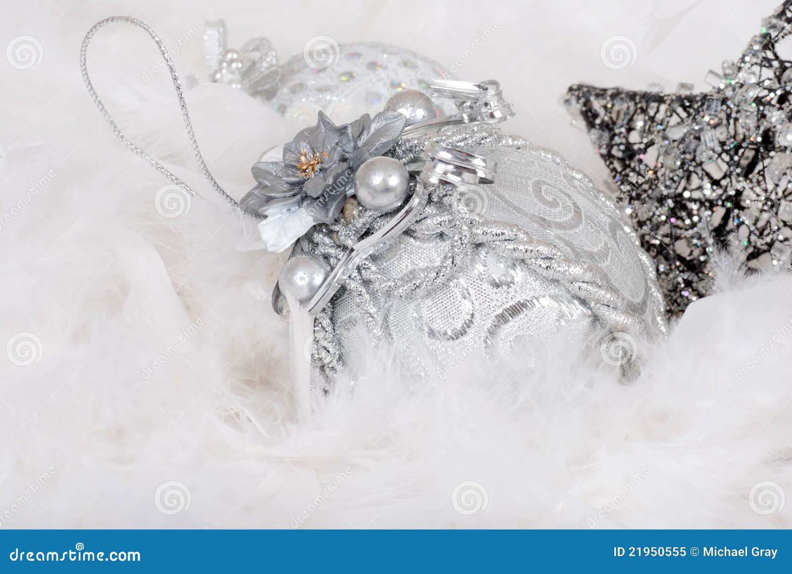 Silver Christmas Decorations Stock Image - Image of celebrate, merry ...