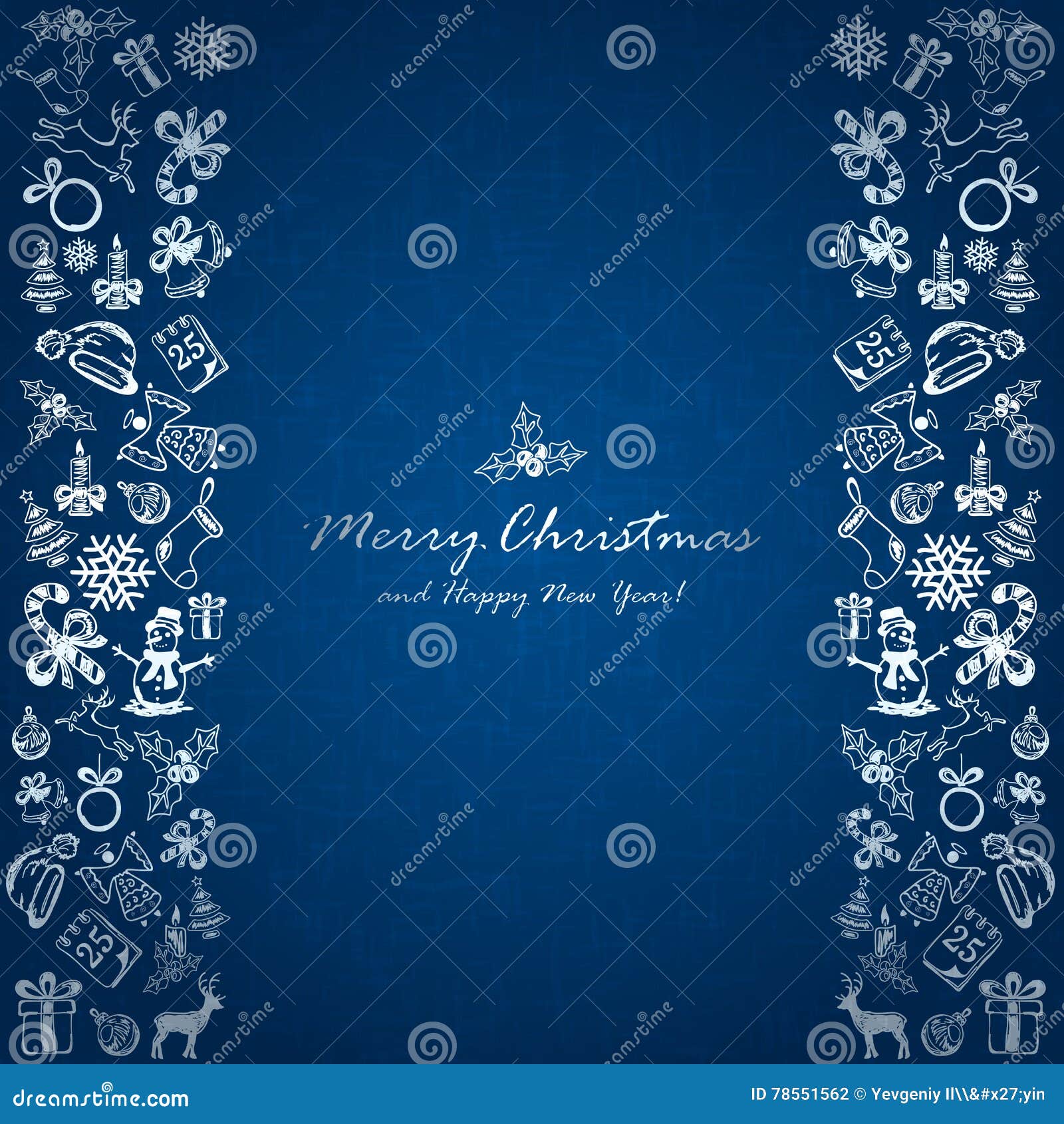 Silver Christmas Elements on Blue Background Stock Vector ...