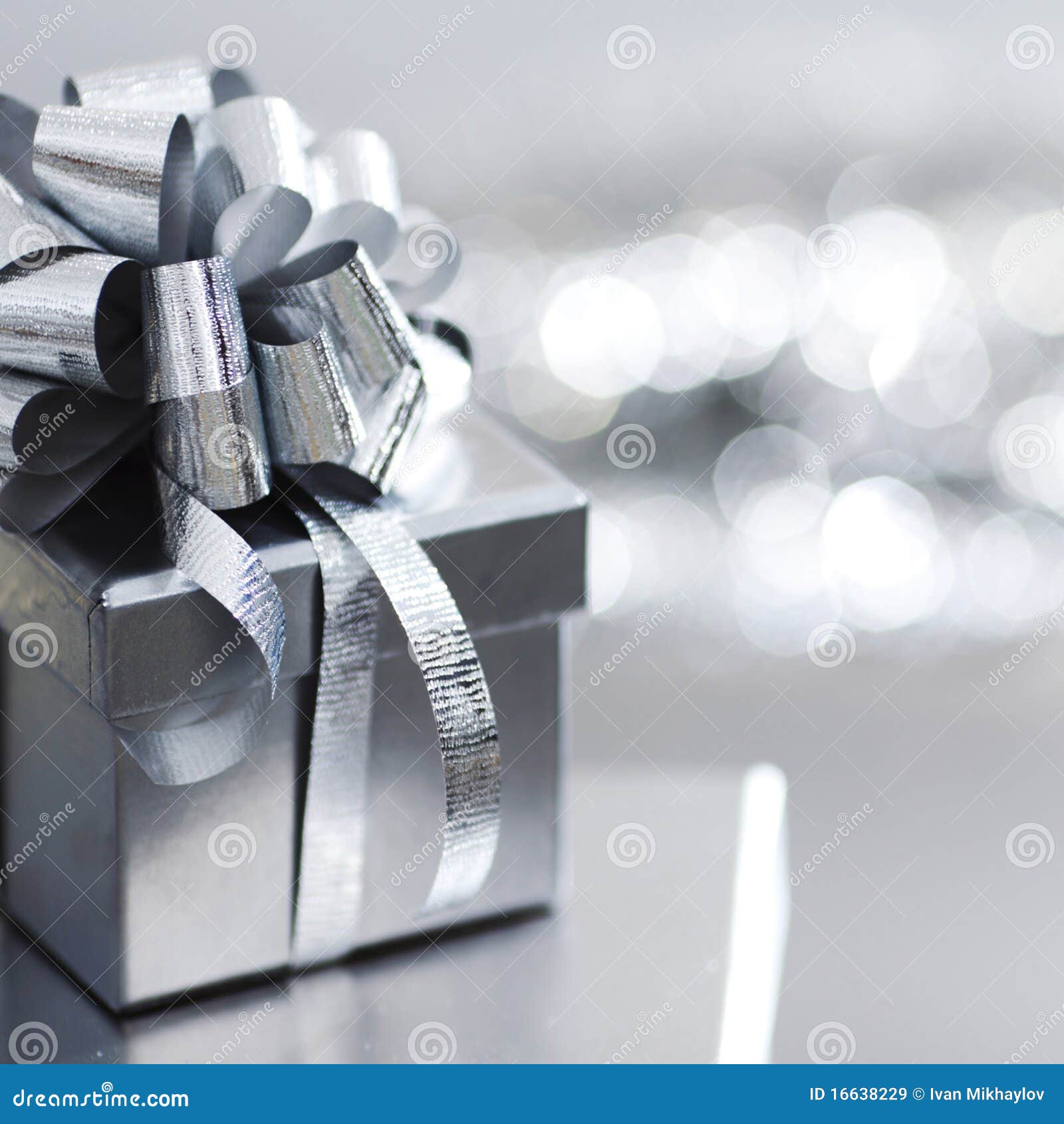 Silver christmas gift stock image. Image of present, concept - 16638229