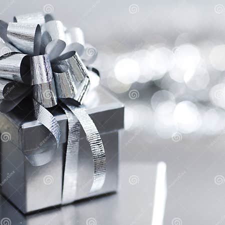 Silver christmas gift stock image. Image of present, concept - 16638229