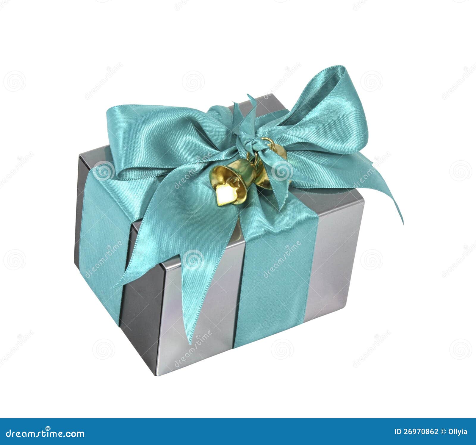 Silver Christmas gift box stock photo. Image of gift - 26970862