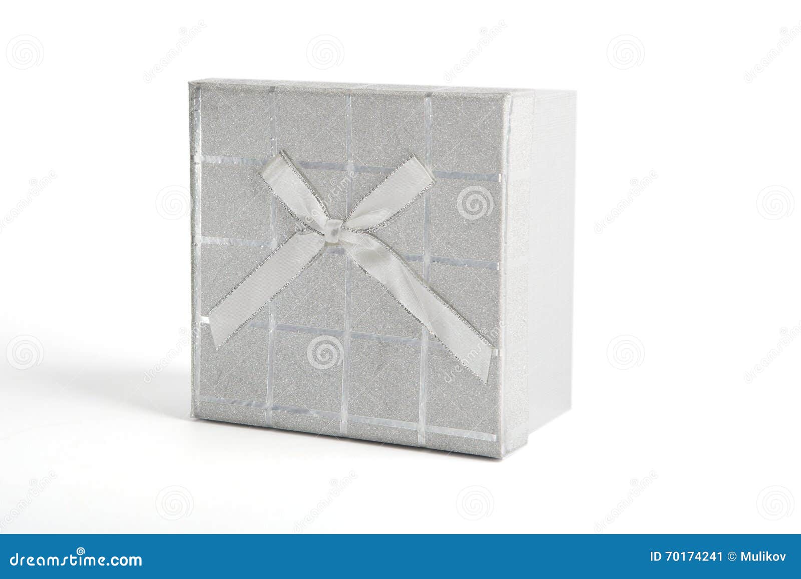 Silver Christmas Present Gift Box Isolated on White Stock Image - Image ...