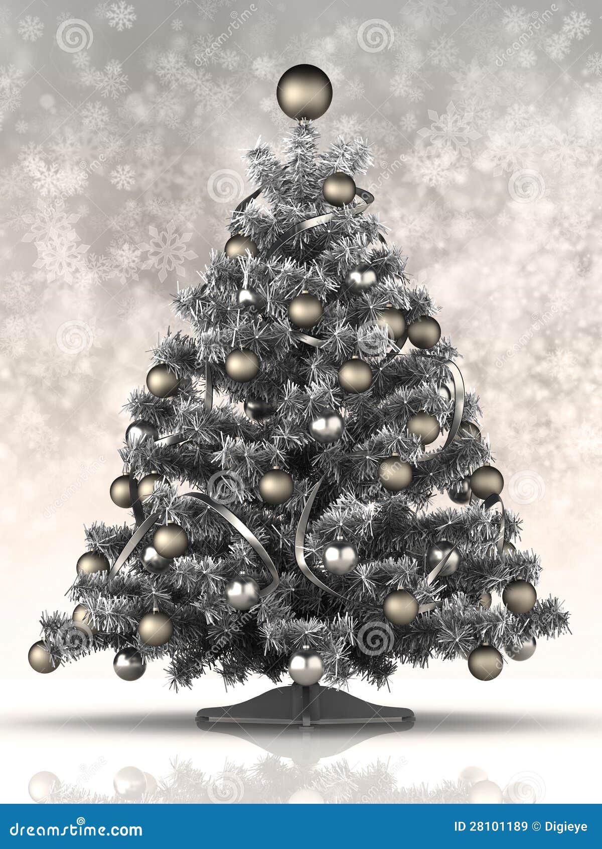 Silver Christmas tree stock illustration. Illustration of season - 28101189