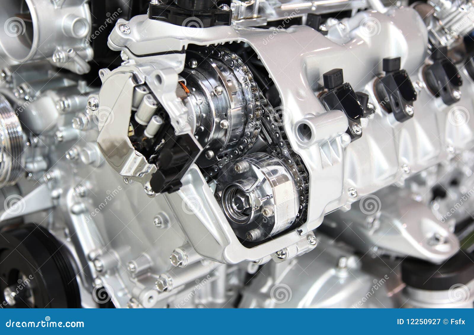 Silver chrome engine stock image. Image of machine, fast - 12250927