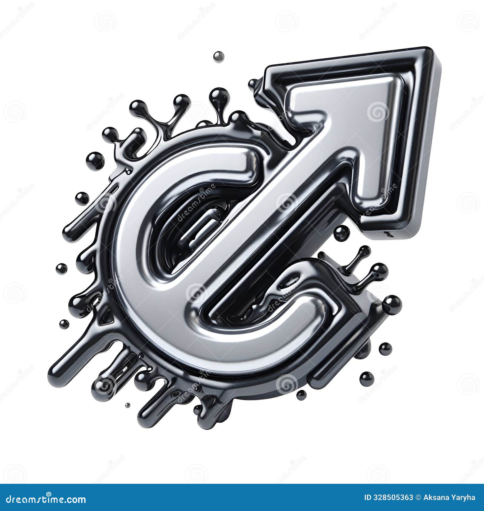 Silver Chrome Euro Metallic Arrow Pointer Cursor Direction 3d Liquid Font White Background ...