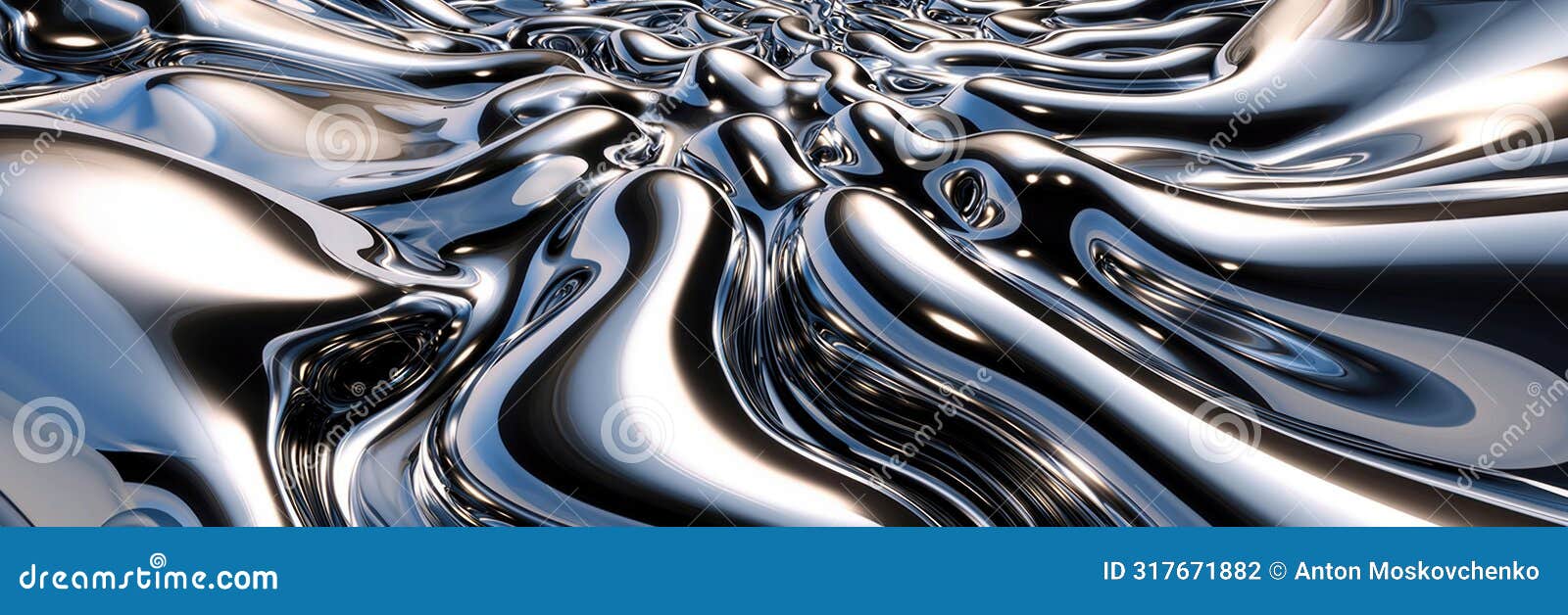 Silver Chrome Fluid Ripples Creating a Metallic and Reflective Texture ...