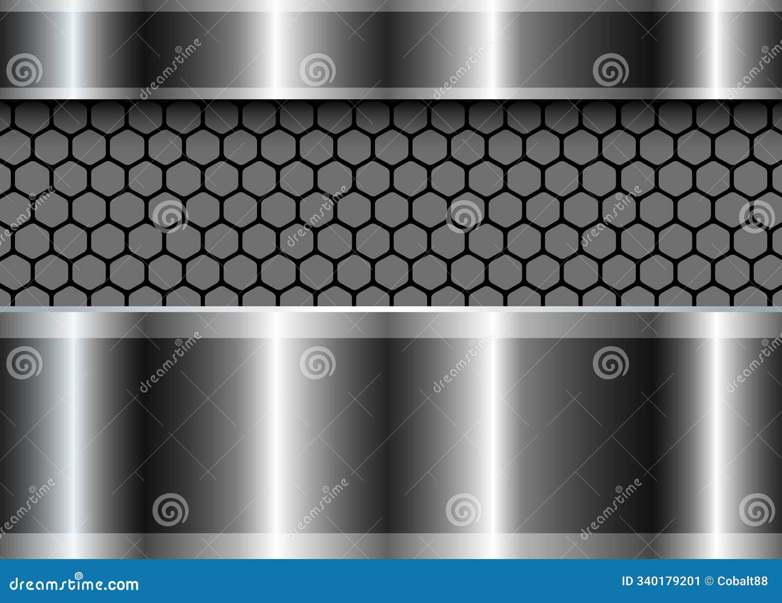 Silver Chrome Metallic Background with Hexagons Pattern Stock Vector ...