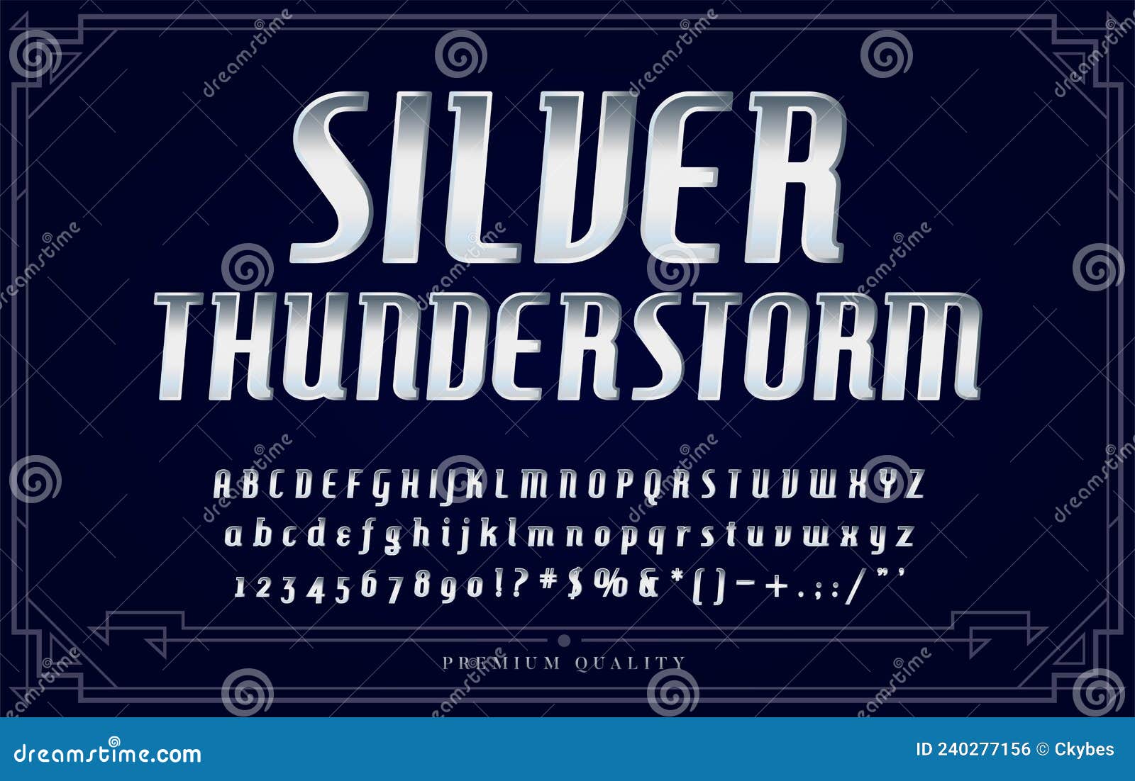 Silver or Chrome Metallic Font Set. Letters, Numbers and Special ...