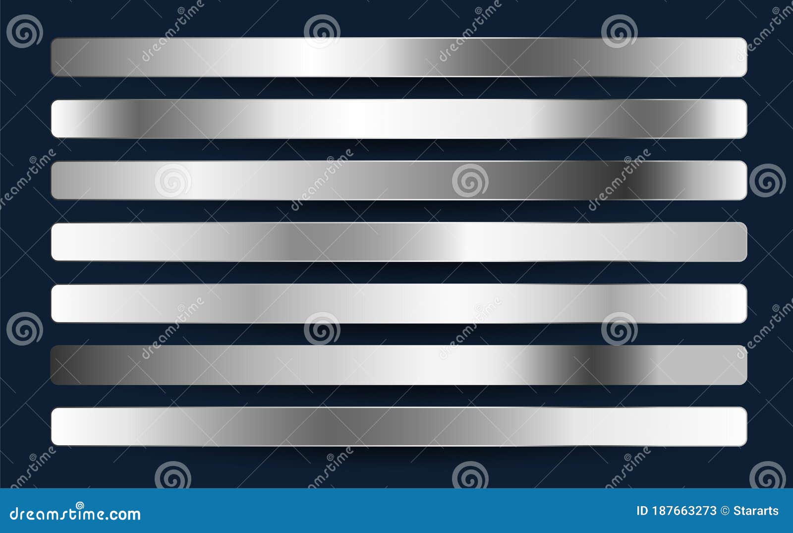 Silver Chrome Platinum Aluminium Metallic Gradients Set Stock Vector ...
