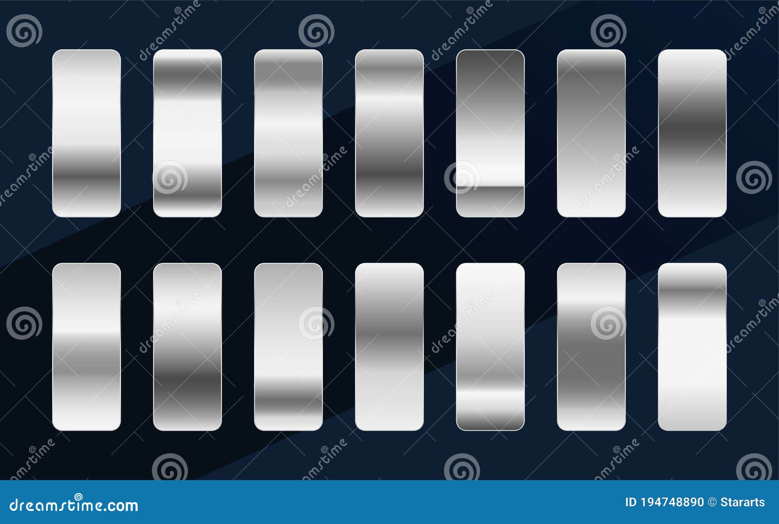 Silver Chrome Platinum or Aluminium Metallic Gradients Set Stock Vector ...