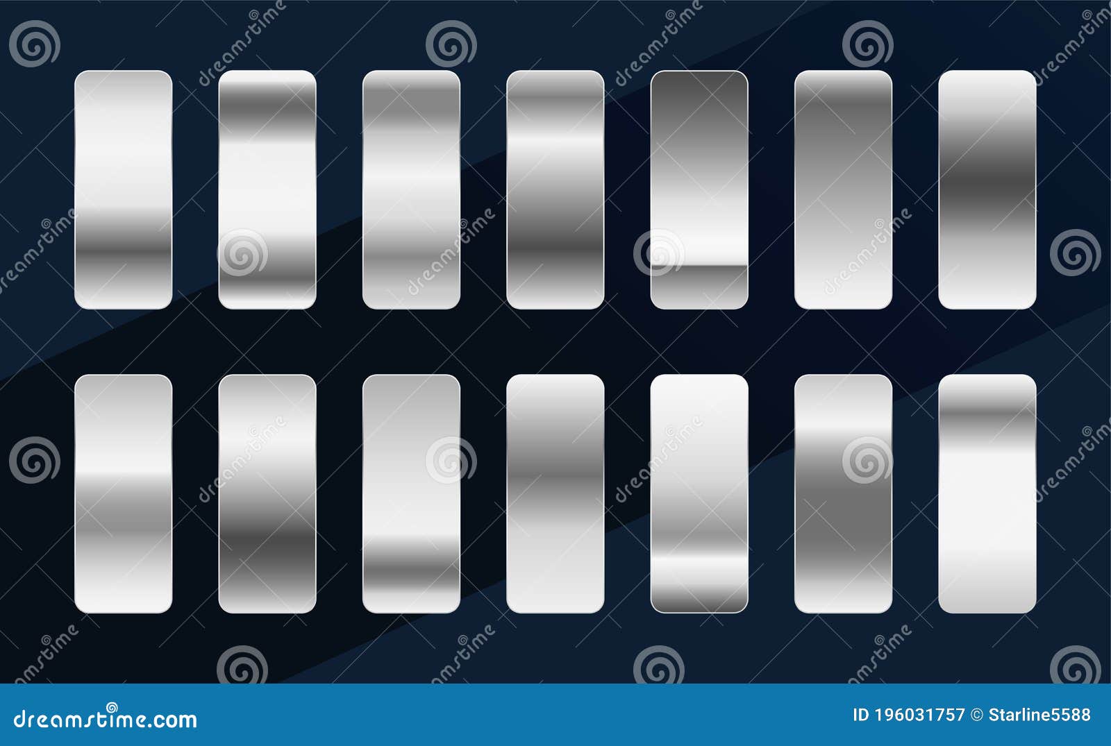 Silver Chrome Platinum or Aluminium Metallic Gradients Set Stock Vector ...
