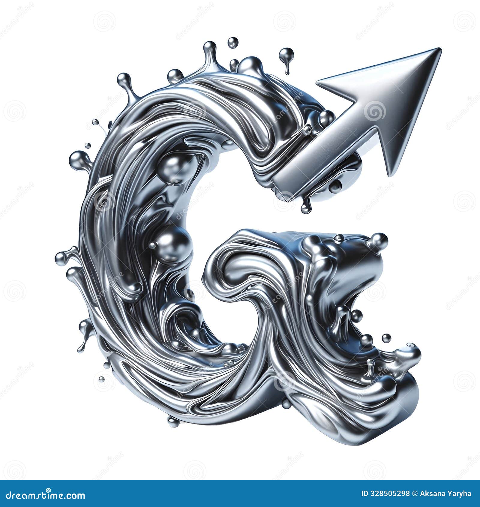 Silver Chrome Shiny Metallic Arrow Pointer Cursor Direction 3d Liquid ...