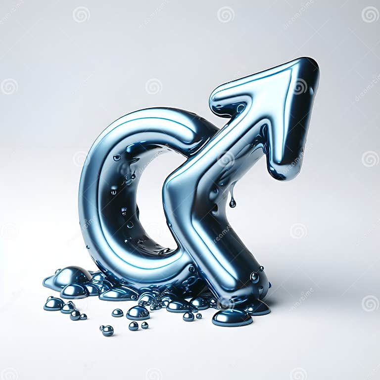 Silver Chrome Shiny Metallic Arrow Pointer Cursor Direction 3d Liquid Font White Background ...