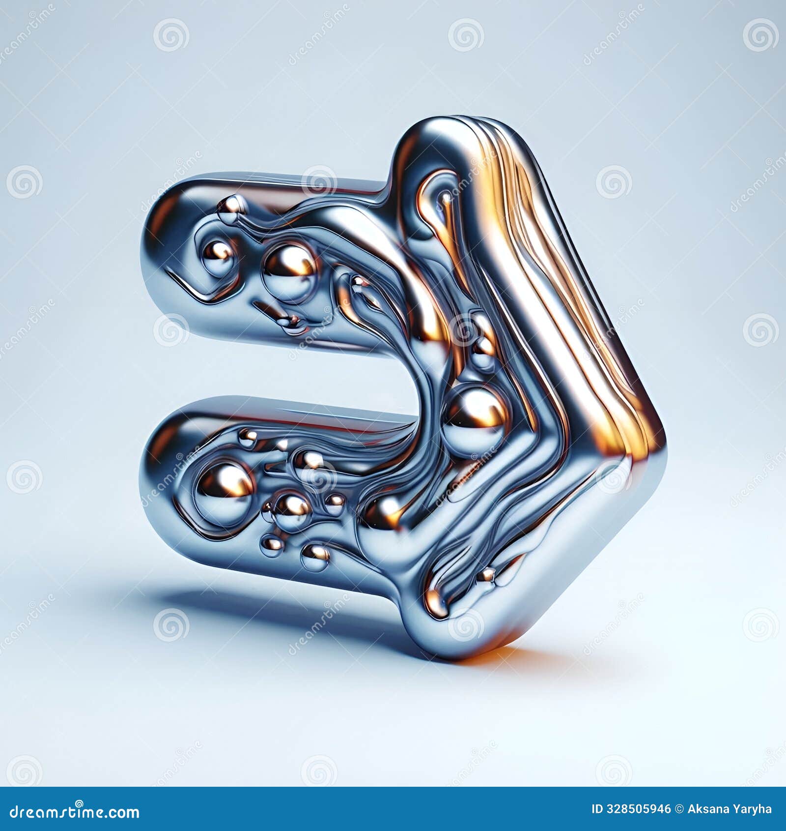 Silver Chrome Shiny Metallic Arrow Pointer Cursor Direction 3d Liquid Font White Background ...