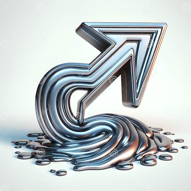 Silver Chrome Shiny Metallic Arrow Pointer Cursor Direction 3d Liquid ...