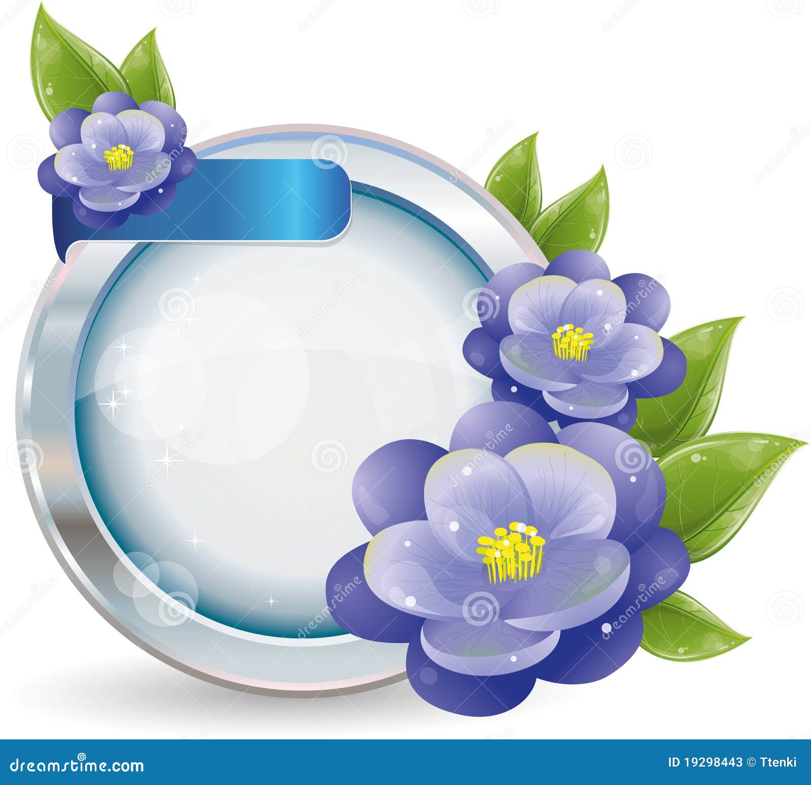 Silver Circle Frame with Violet Flowers Stock Vector - Illustration of ...