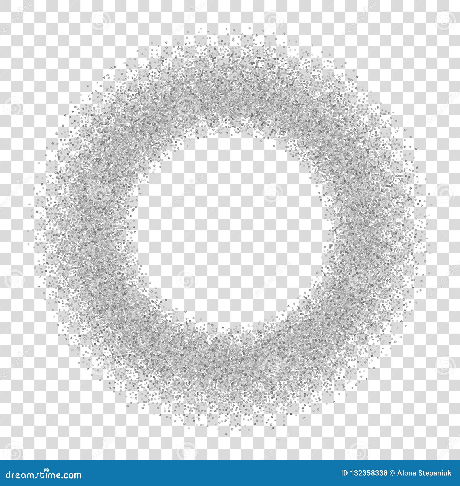 Silver Circle Glitter Frame. Confetti Dots Round, White Transparent ...