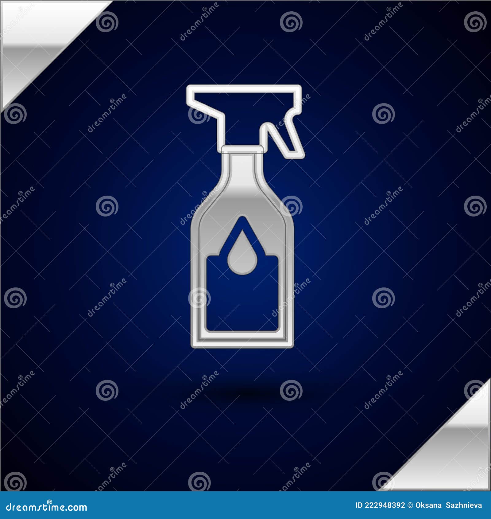 Silver Cleaning Spray Bottle with Detergent Liquid Icon Isolated on ...