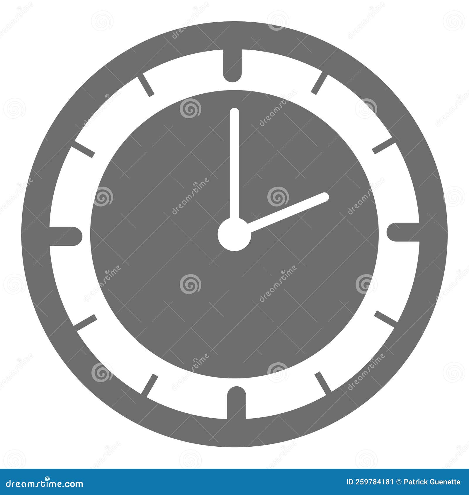Silver clock, icon stock vector. Illustration of object - 259784181