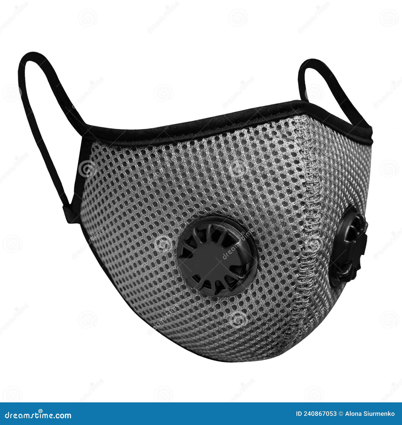 Silver Cloth Reusable Respirator Mask with Filter Stock Image - Image ...