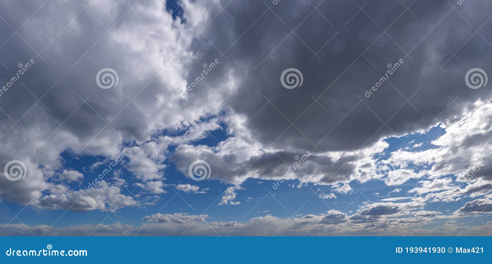 Silver Clouds Full of Rain Floating in Blue Sky Panorama Stock Photo ...