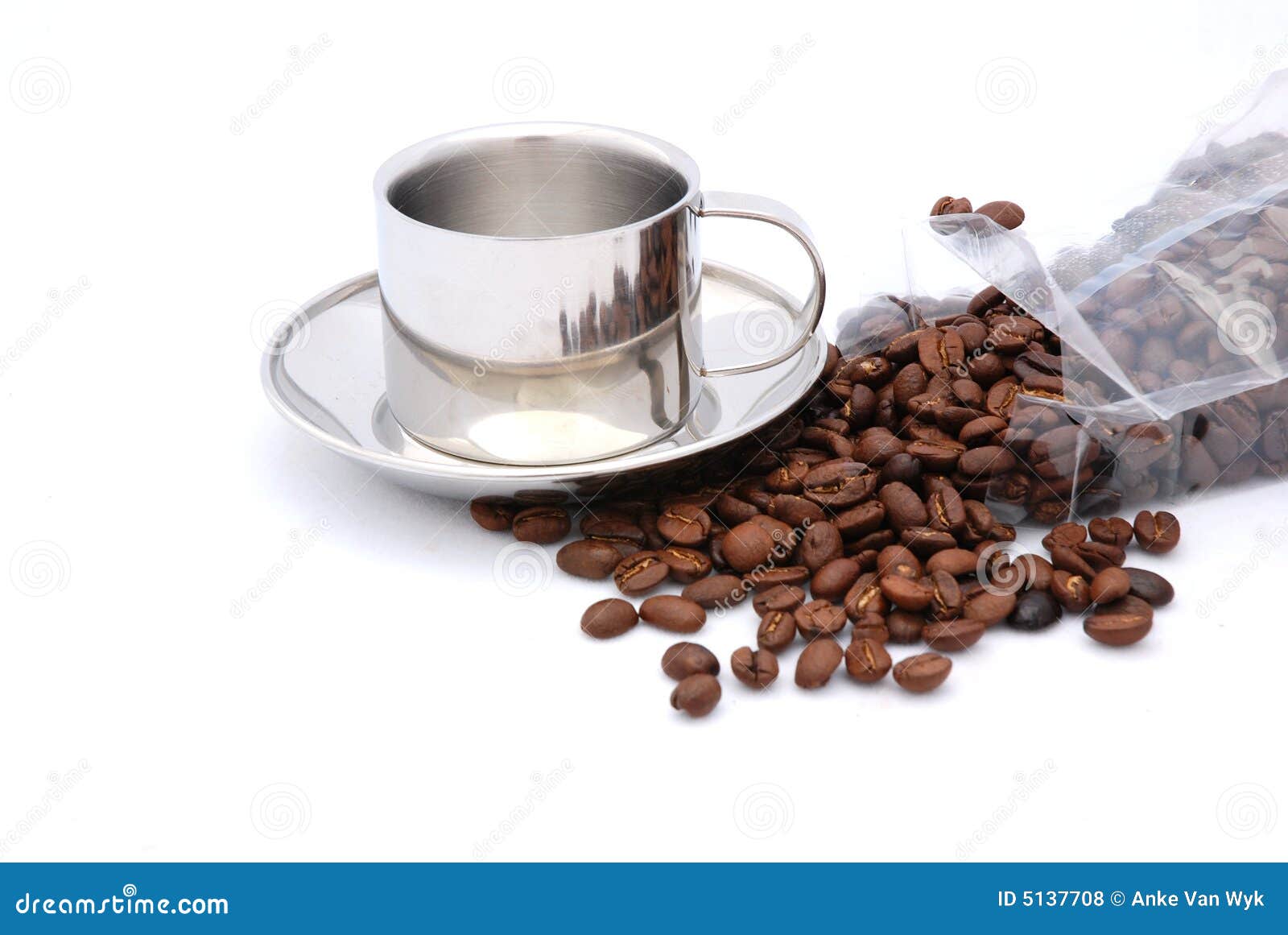 Silver Coffee Cut Whole Beans Stock Photo - Image of roasted, metallic ...