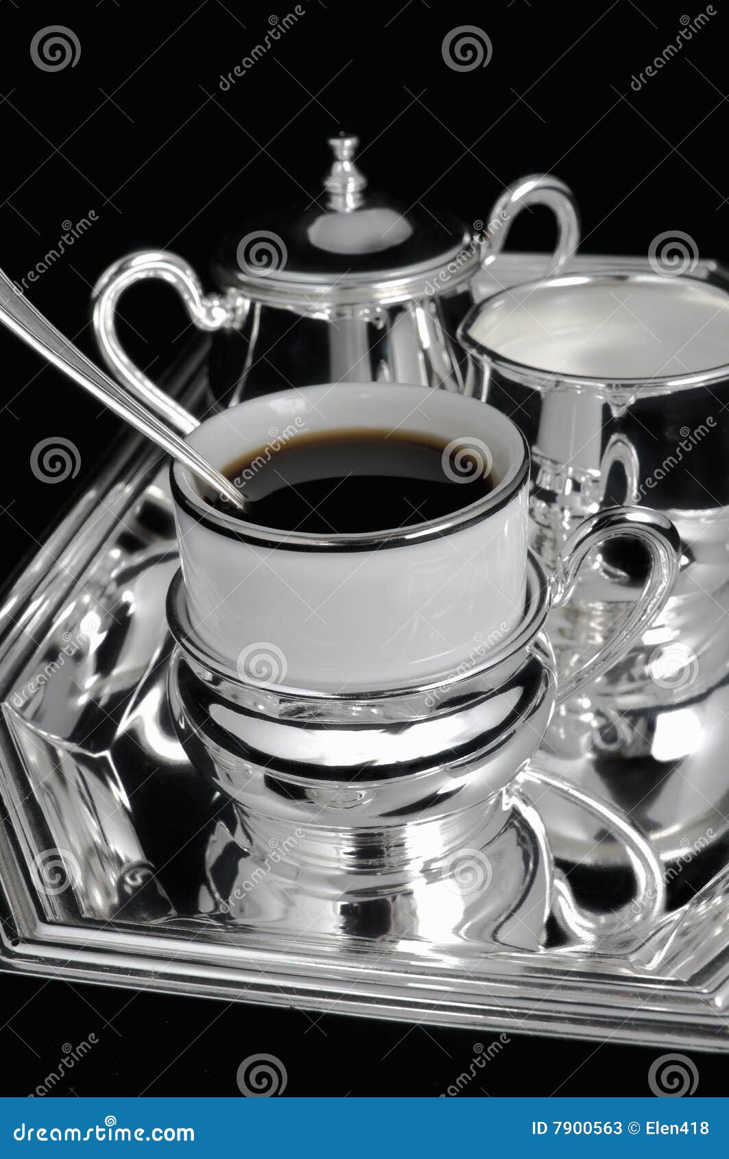 Silver coffee set stock image. Image of contrast, tray - 7900563