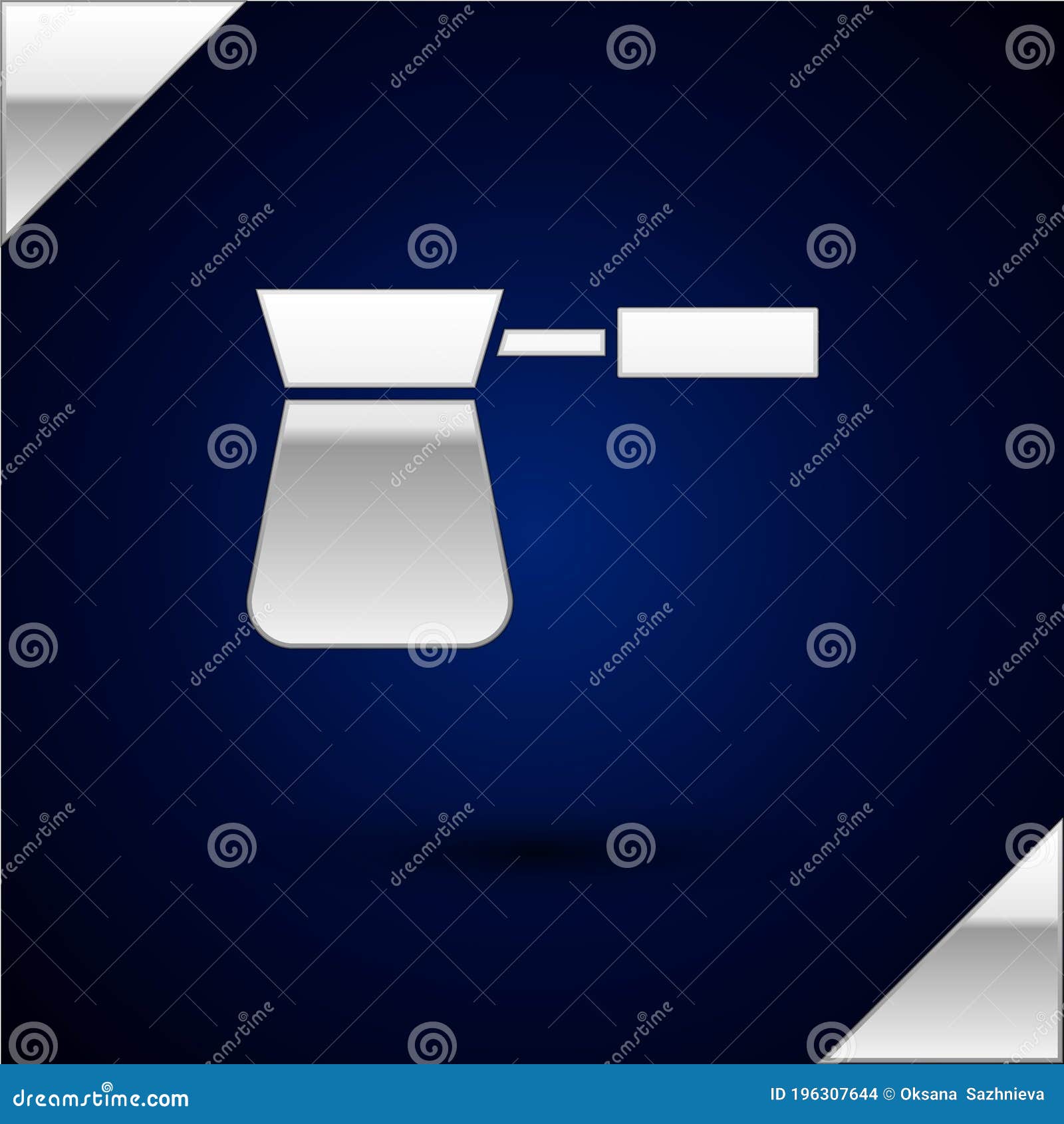 Silver Coffee Turk Icon Isolated on Dark Blue Background. Vector Stock ...