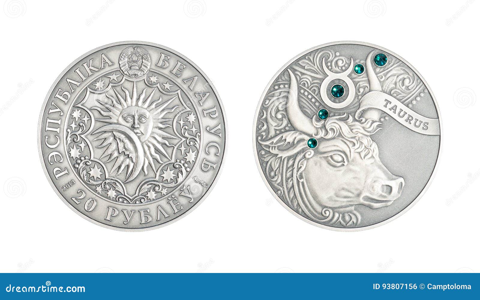 Silver Coin Astrological Sign Taurus Stock Photo - Image of ...