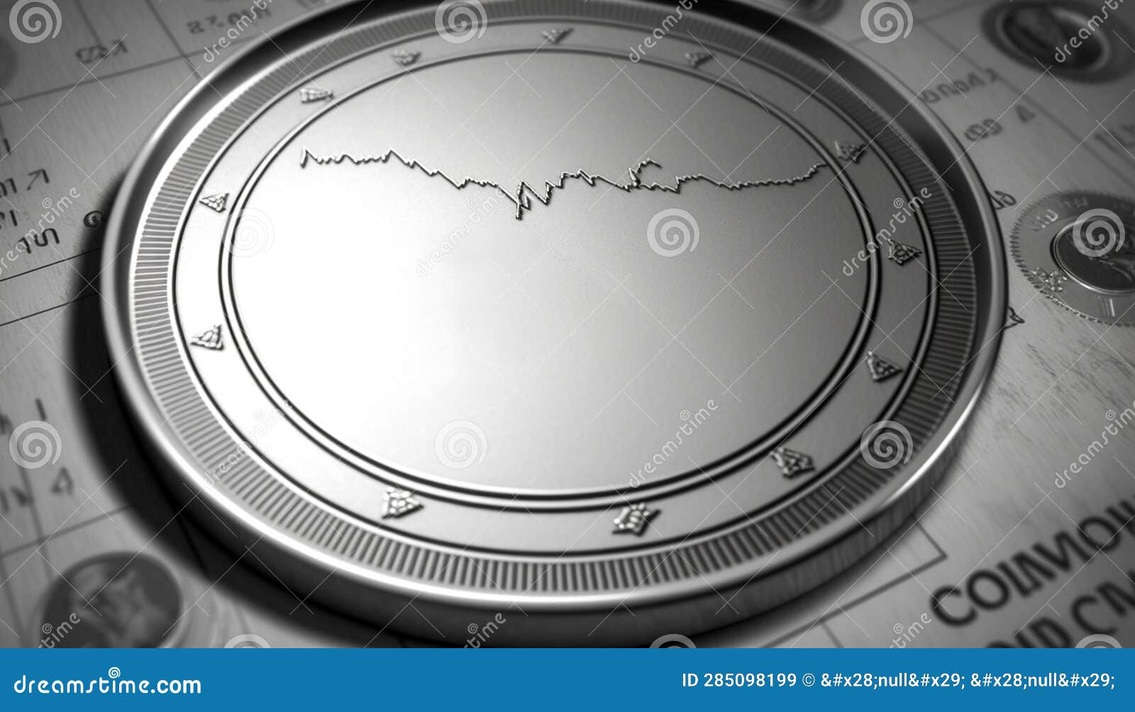 A Silver Coin Icon Laced on a Silvery Gray Stock Chart. Generative AI ...