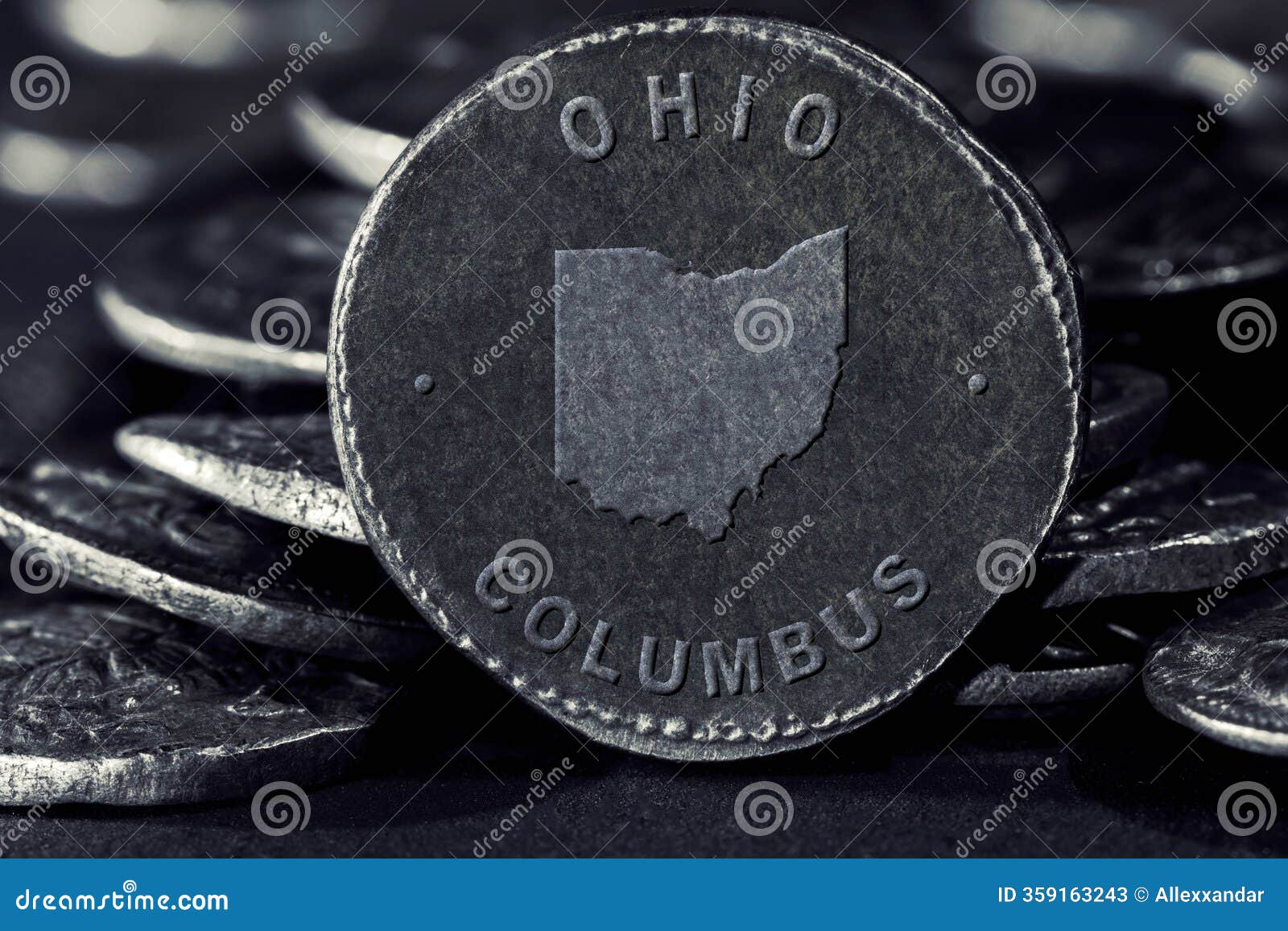 Silver Coin with Map of Ohio Stock Illustration - Illustration of ...