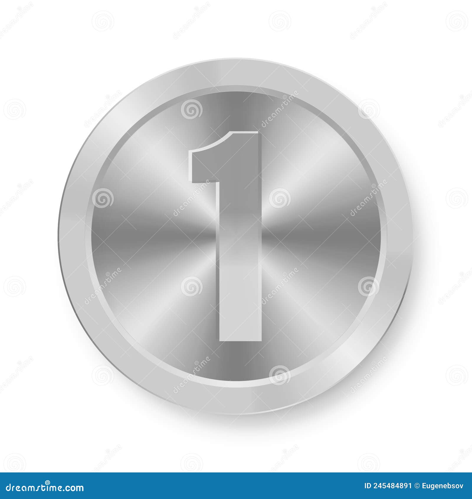 Silver Coin with Number One. Concept of Internet Icon Stock Vector ...