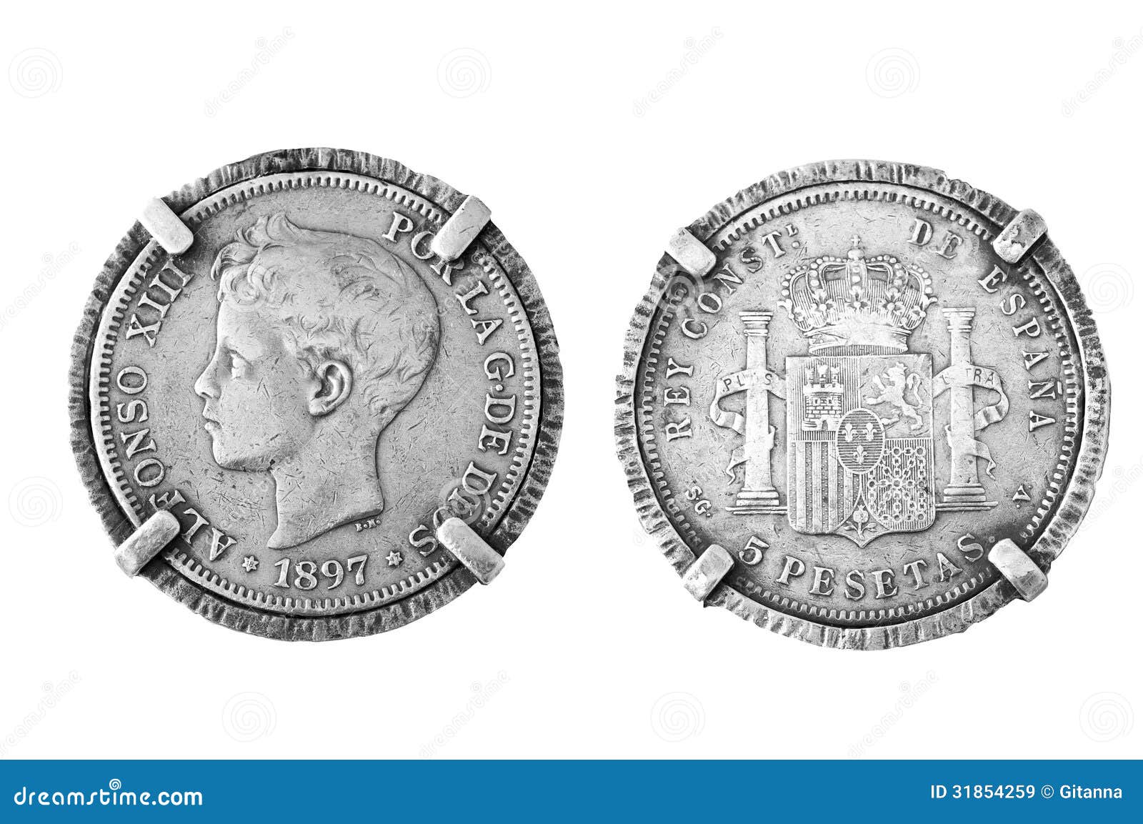 Silver coin spain stock image. Image of collector, coin - 31854259