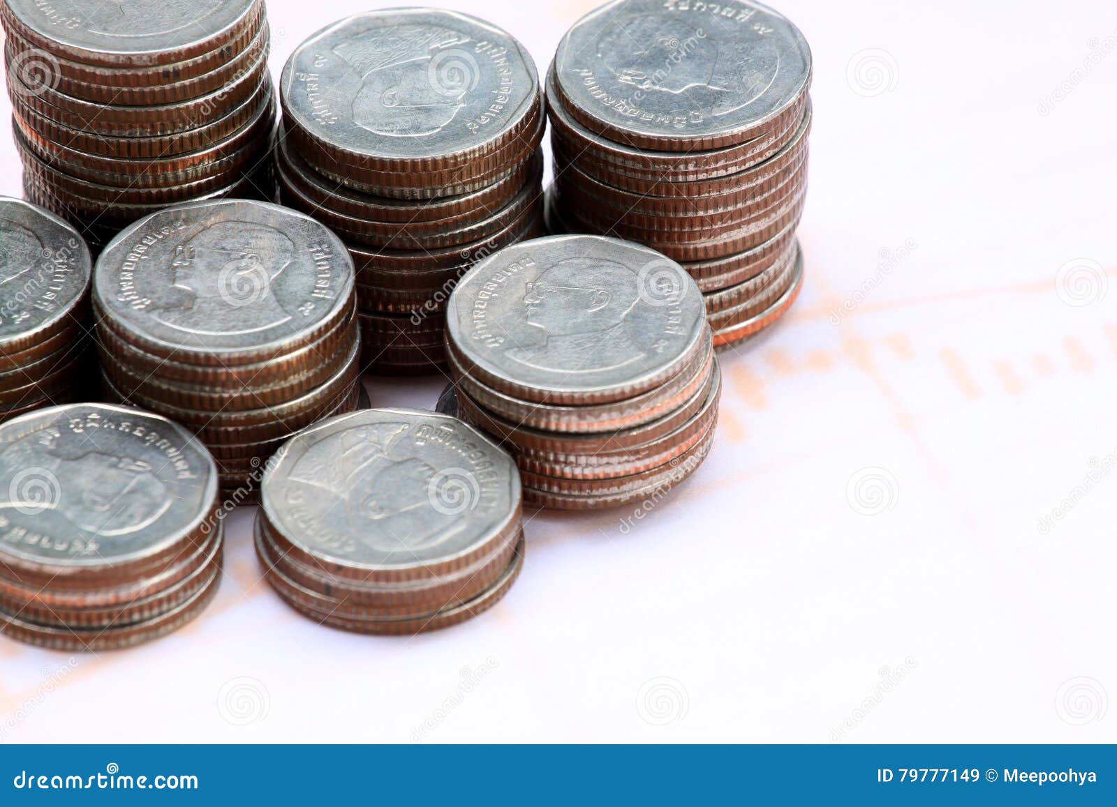 Silver coin stack. stock image. Image of calculations - 79777149