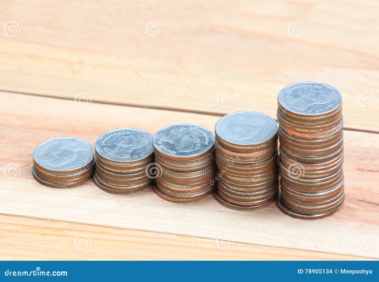 Silver coin stack. stock photo. Image of thailand, investment - 78905134