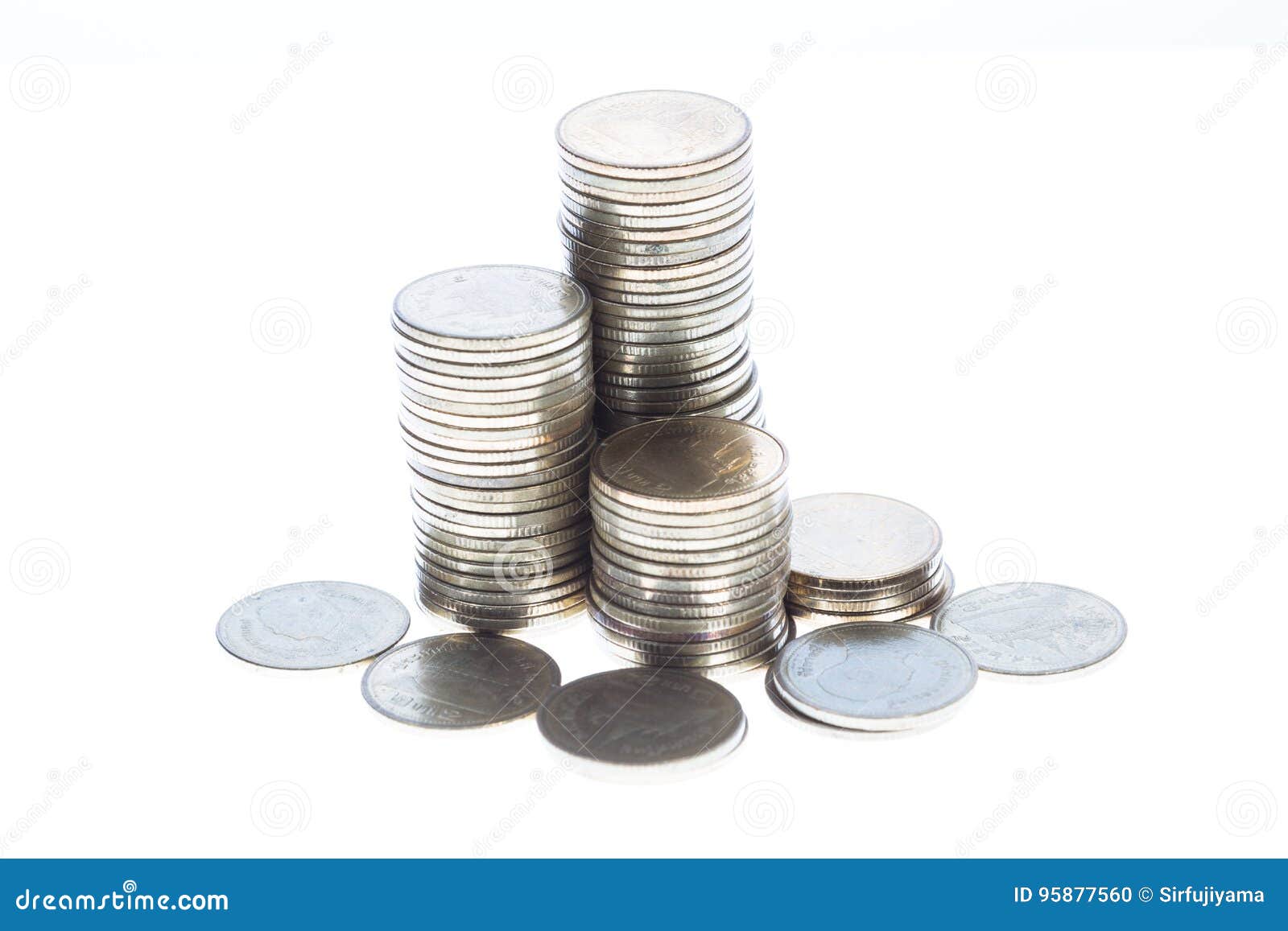 Silver coin stack stock photo. Image of finance, money - 95877560