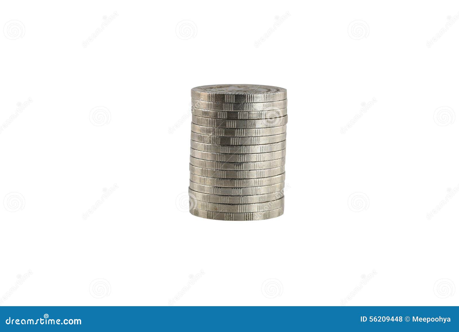 Silver Coin Stack on White Background. Stock Photo - Image of money ...