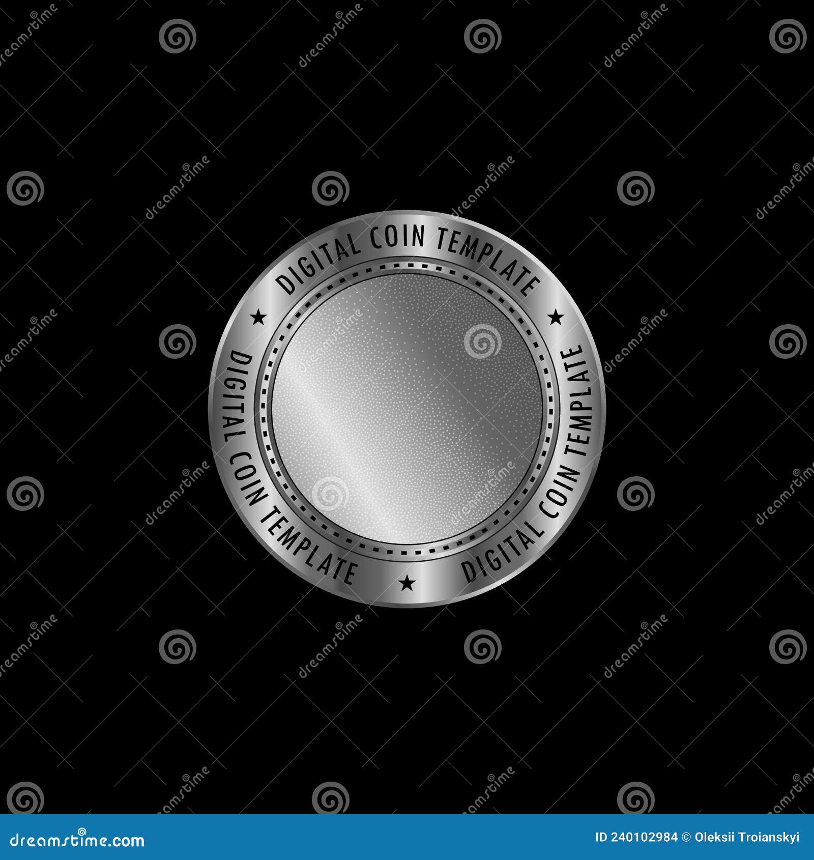 Silver Coin Template. Vector Digital Currency Symbol Made of Silver ...