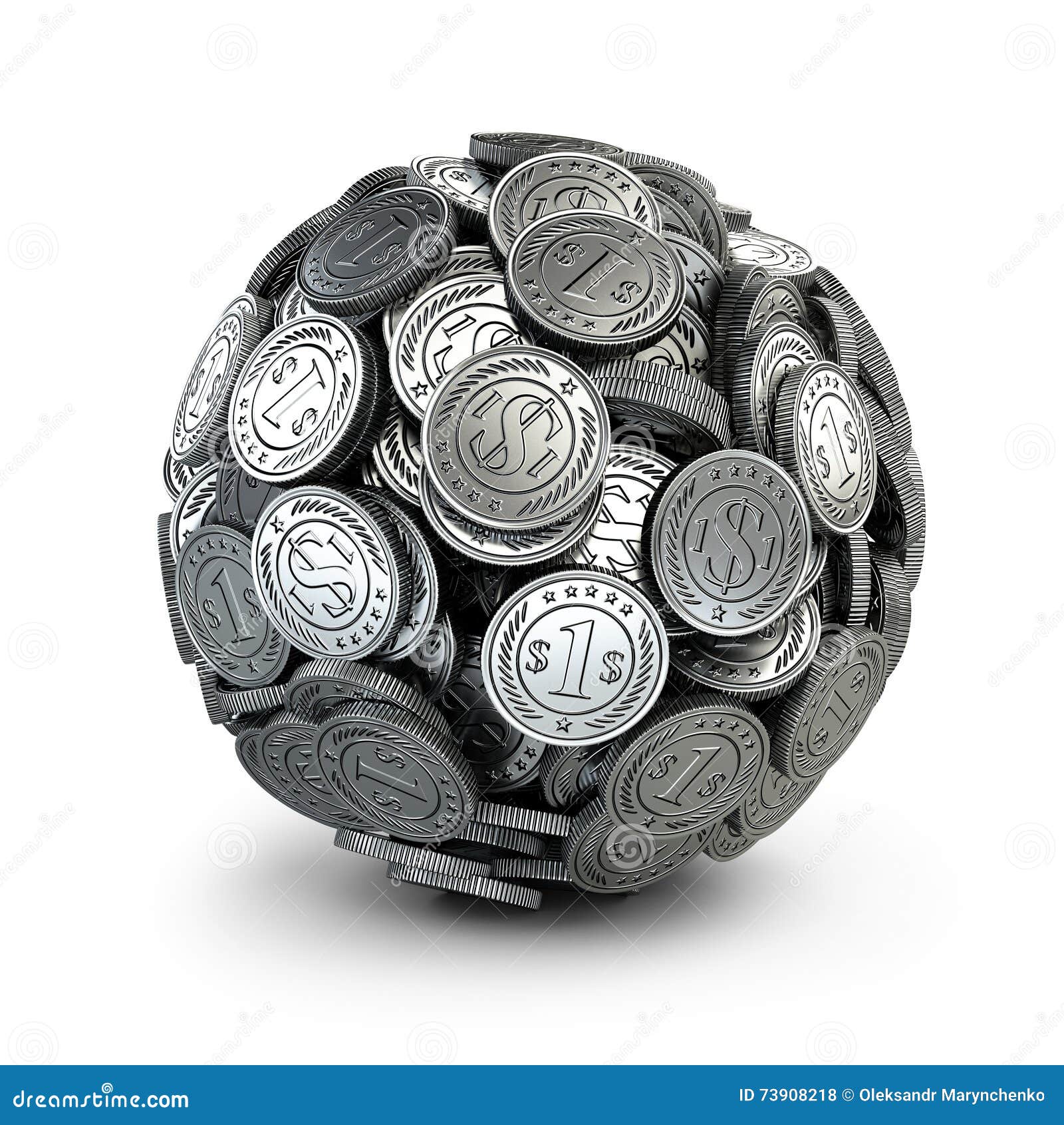 Silver Coins Assembled in a Form Sphere. Business Success Concep. Stock ...