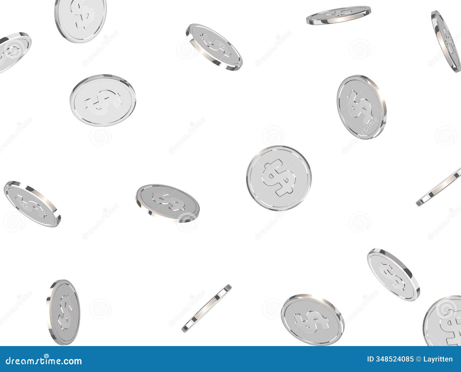 Silver Coins. Realistic Silver Money Isolated on White Background Stock ...
