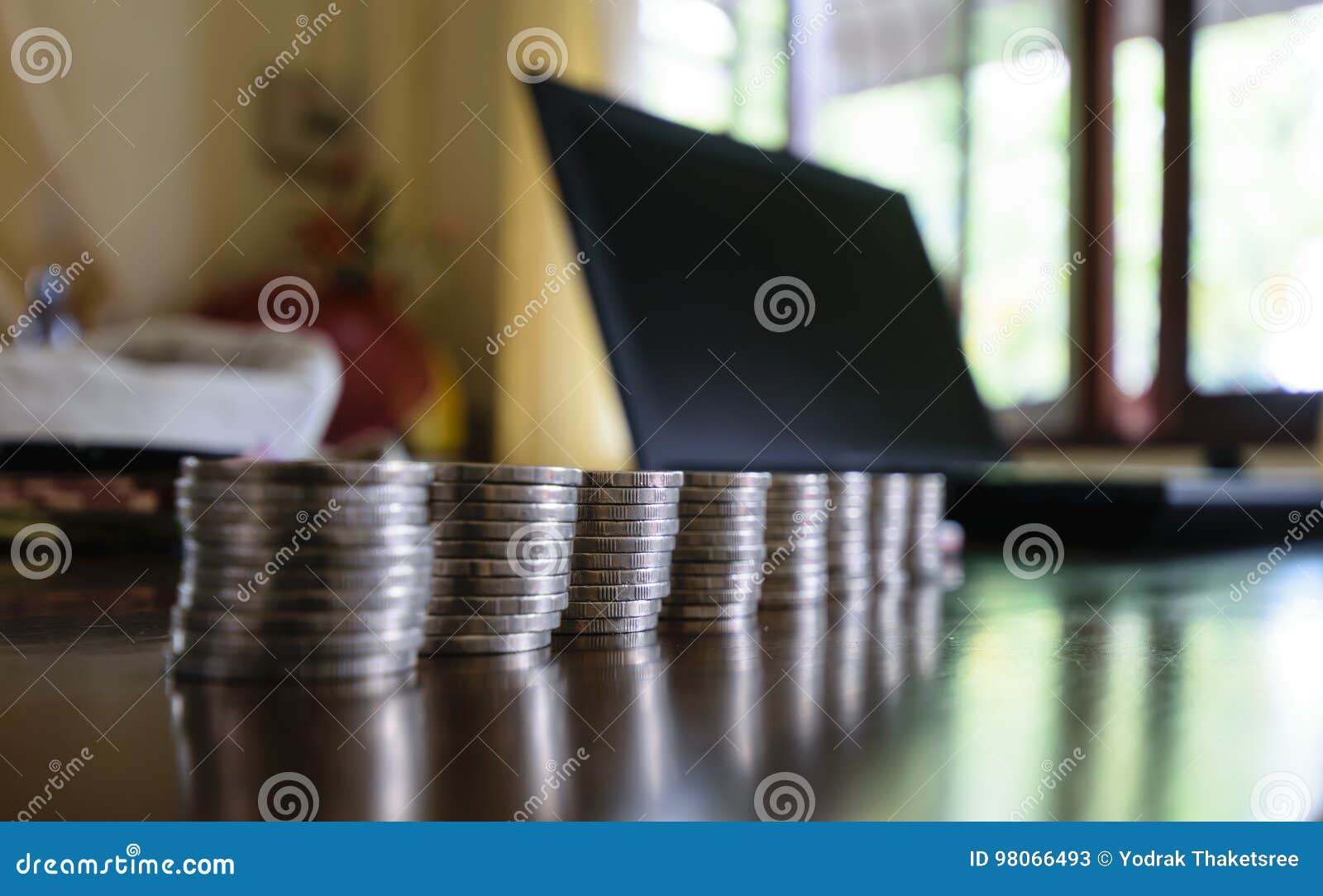 Silver coins in a row stock image. Image of money, aligned - 98066493