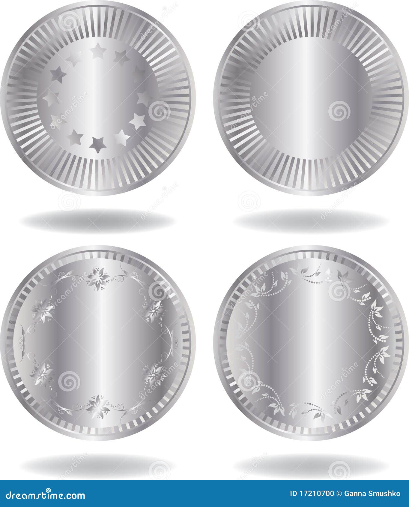 Silver coins set stock vector. Illustration of euro, painting - 17210700