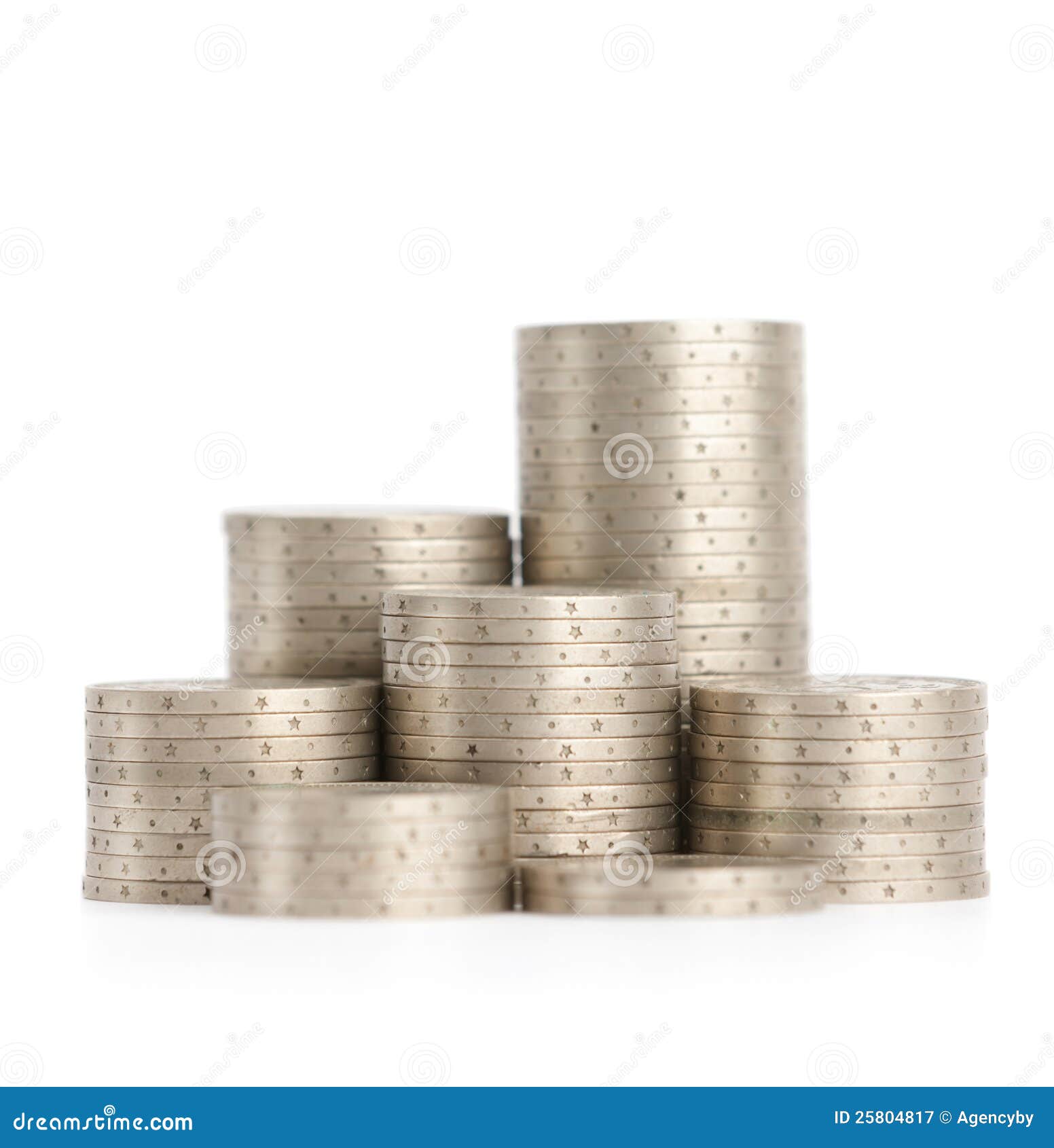Silver Coins Stand Vertically in Low Columns Stock Image - Image of ...