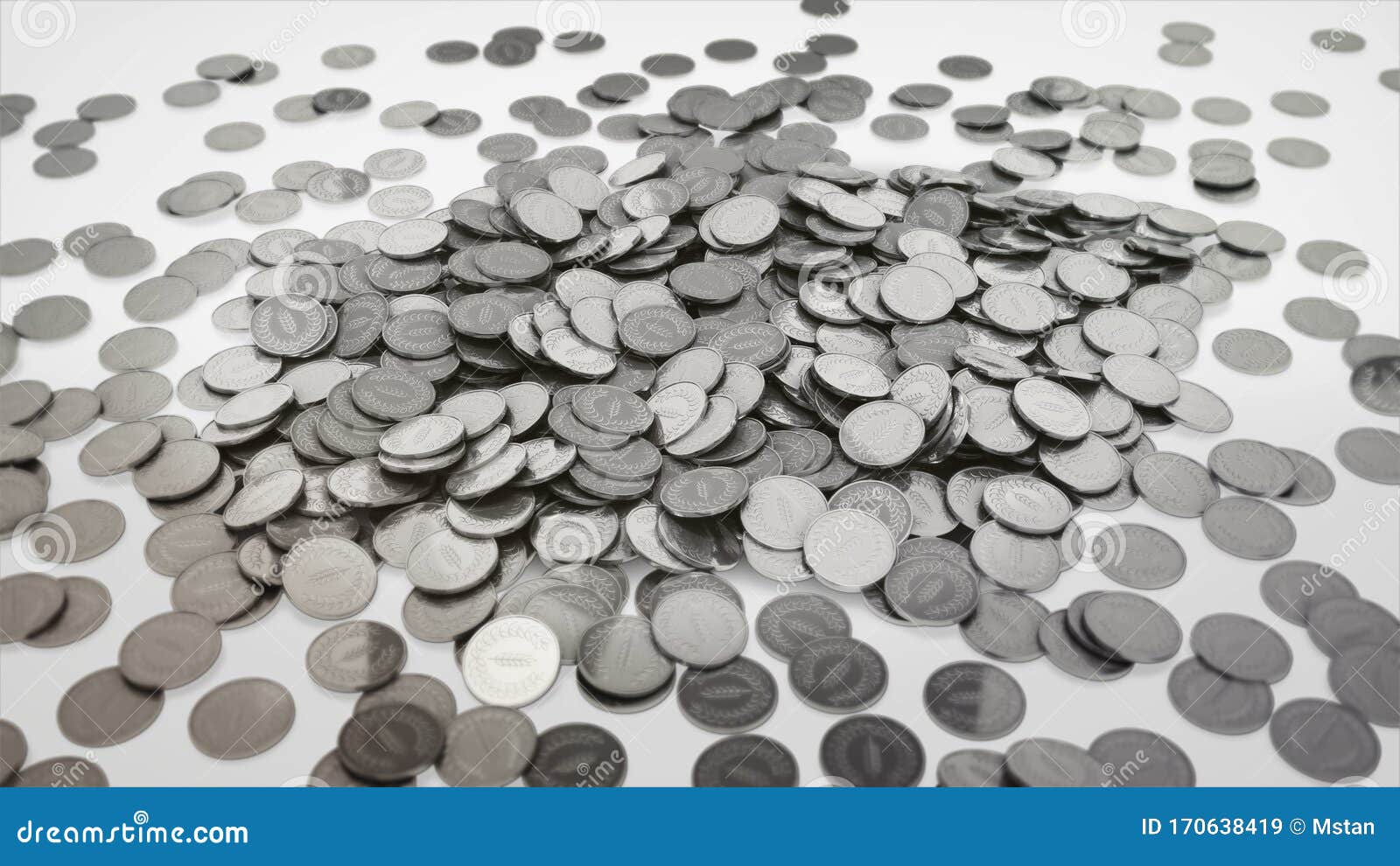 Silver Coins on the White Background Stock Illustration - Illustration ...