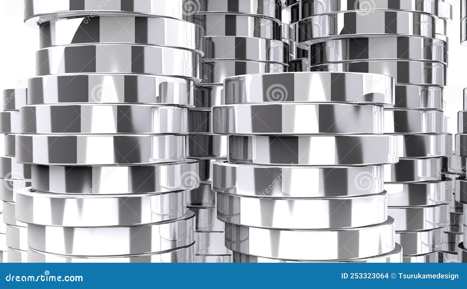 Silver Coins on White Background. Stock Illustration - Illustration of ...