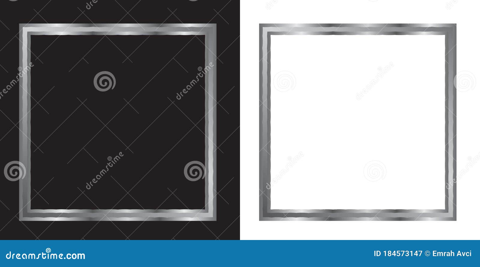 Silver Color Photo Frame, Blank Background Vector Design with White ...