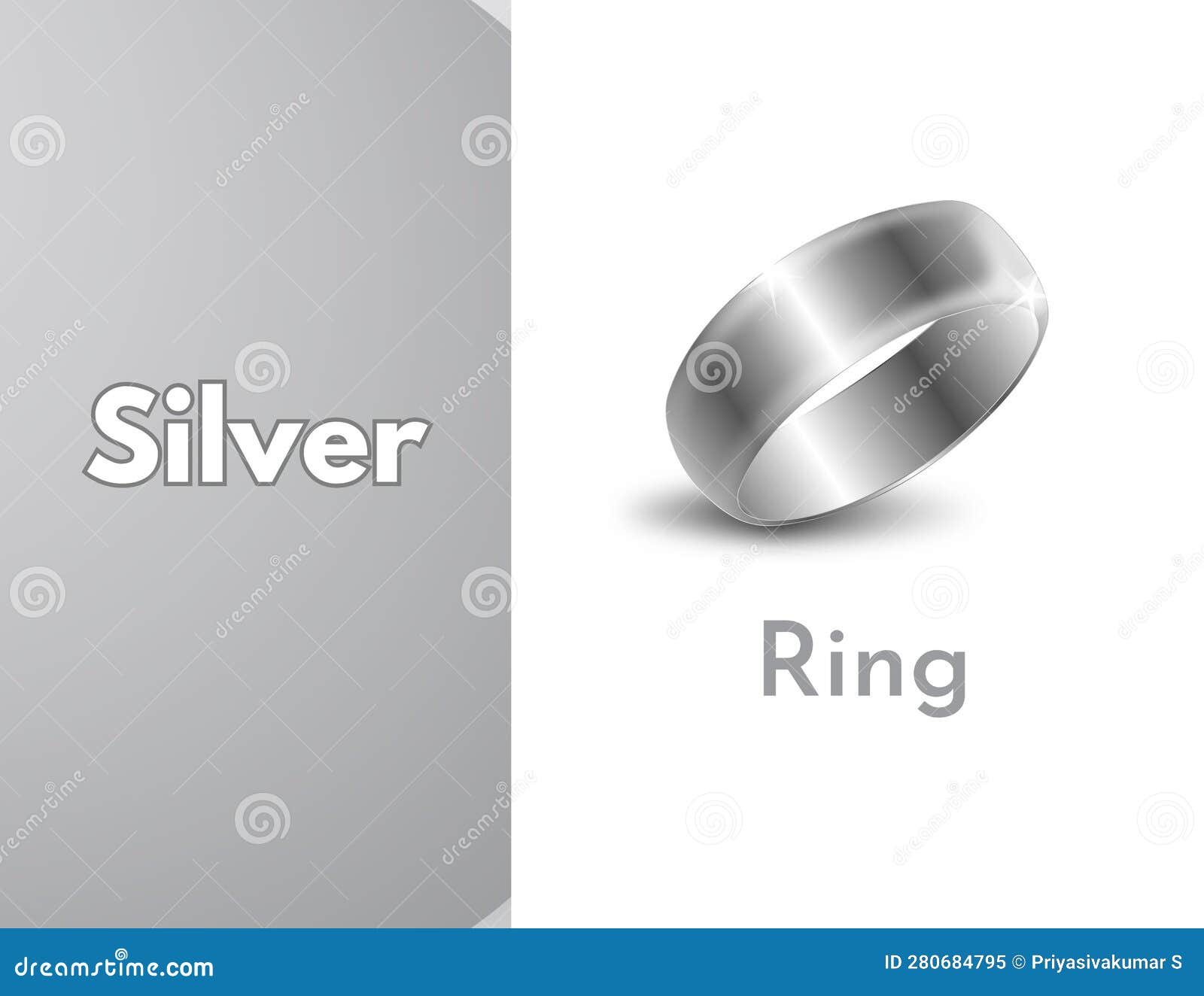 Silver Color Picture with Example Ring Silver Color, Kids Learning - 1 ...