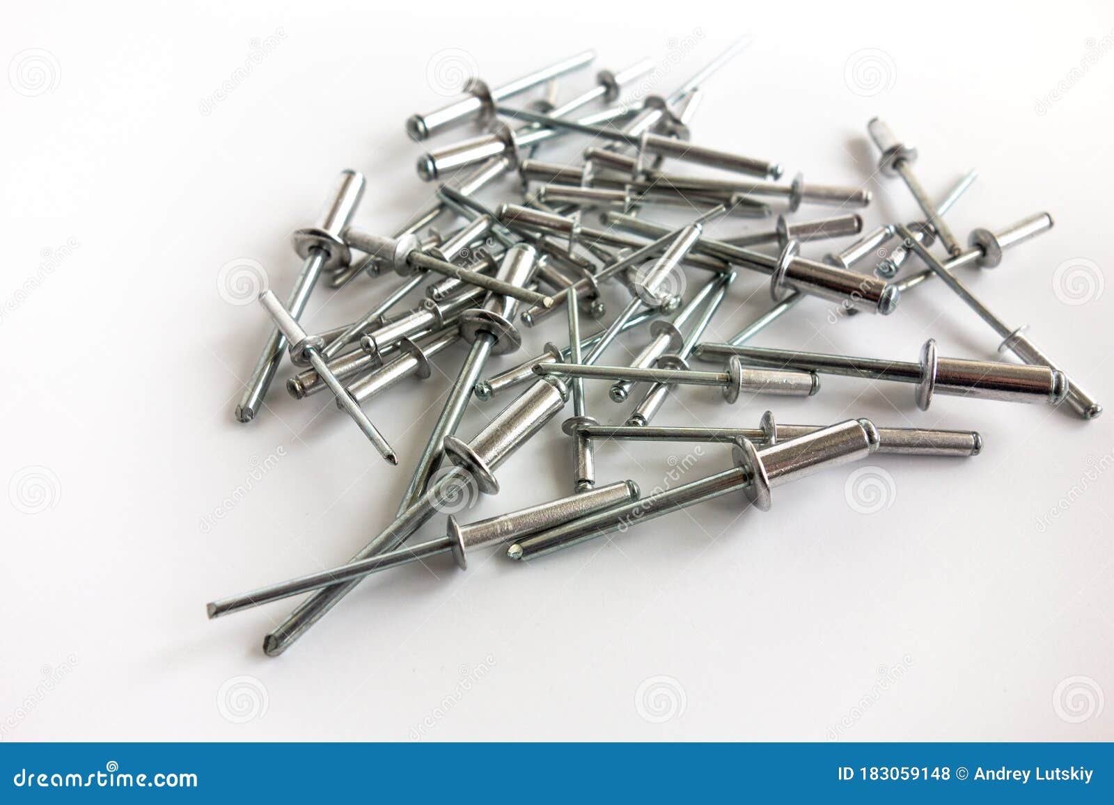 Silver-colored Aluminum Rivets on White Isolate Stock Photo - Image of ...