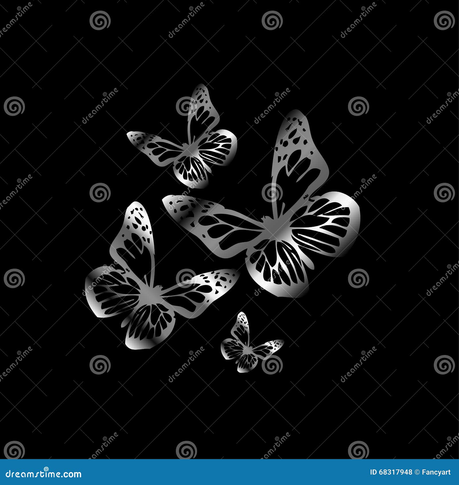 Silver Colored Butterflies Flying Stock Vector - Illustration of ...